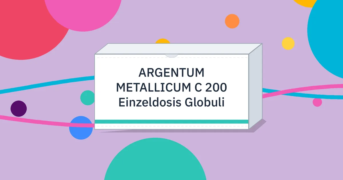 Symbolbild: Packung mit der Aufschrift ARGENTUM METALLICUM C 200 Einzeldosis Globuli (PZN 01917746) – Verfügbarkeit und Bezug in Apotheken in Frankfurt am Main