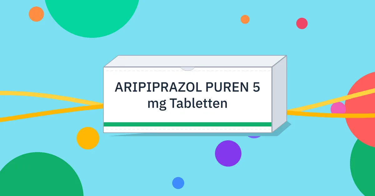 Symbolbild: Packung mit der Aufschrift ARIPIPRAZOL PUREN 5 mg Tabletten (PZN 12453994) – Verfügbarkeit und Bezug in Apotheken in Frankfurt am Main
