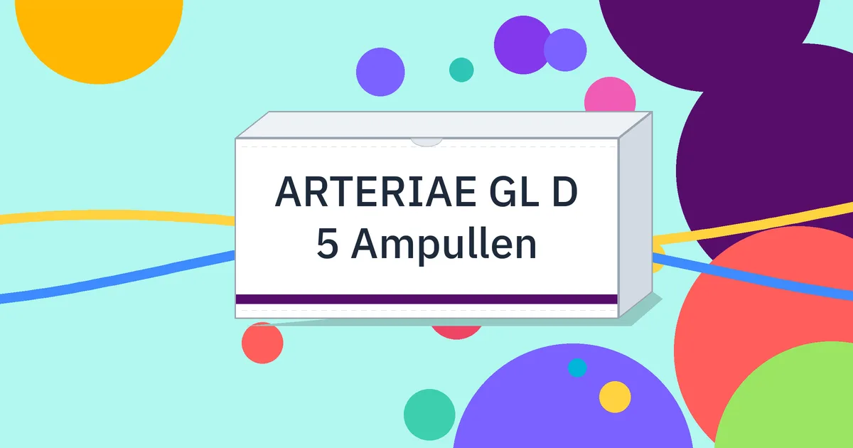 Symbolbild: Packung mit der Aufschrift ARTERIAE GL D 5 Ampullen (PZN 04614874) – Verfügbarkeit und Bezug in Apotheken in Frankfurt am Main
