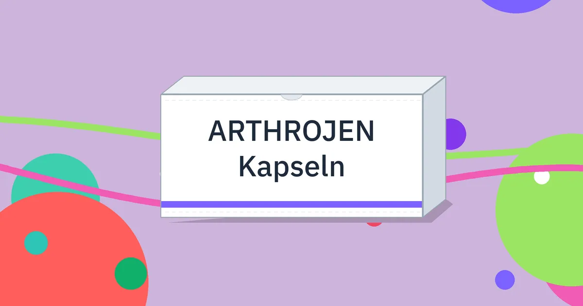 Symbolbild: Packung mit der Aufschrift ARTHROJEN Kapseln (PZN 09643886) – Verfügbarkeit und Bezug in Apotheken in Frankfurt am Main