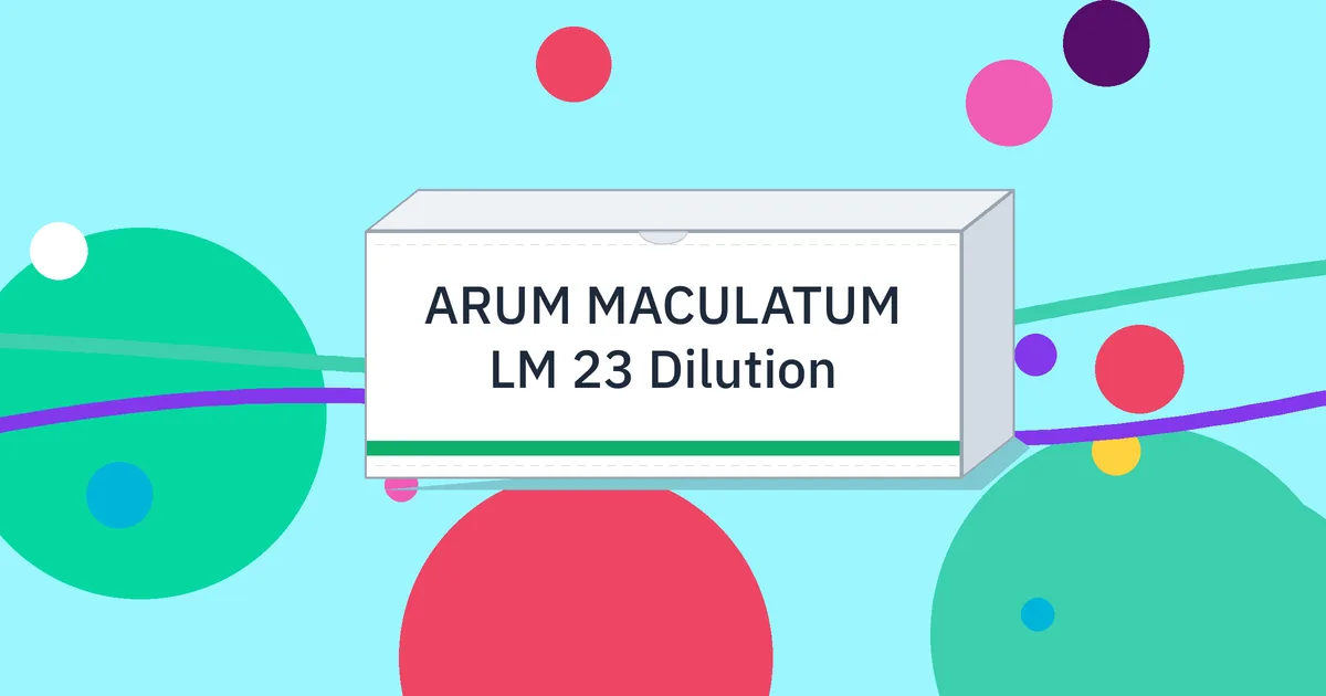 Symbolbild: Packung mit der Aufschrift ARUM MACULATUM LM 23 Dilution (PZN 13396488) – Verfügbarkeit und Bezug in Apotheken in Frankfurt am Main