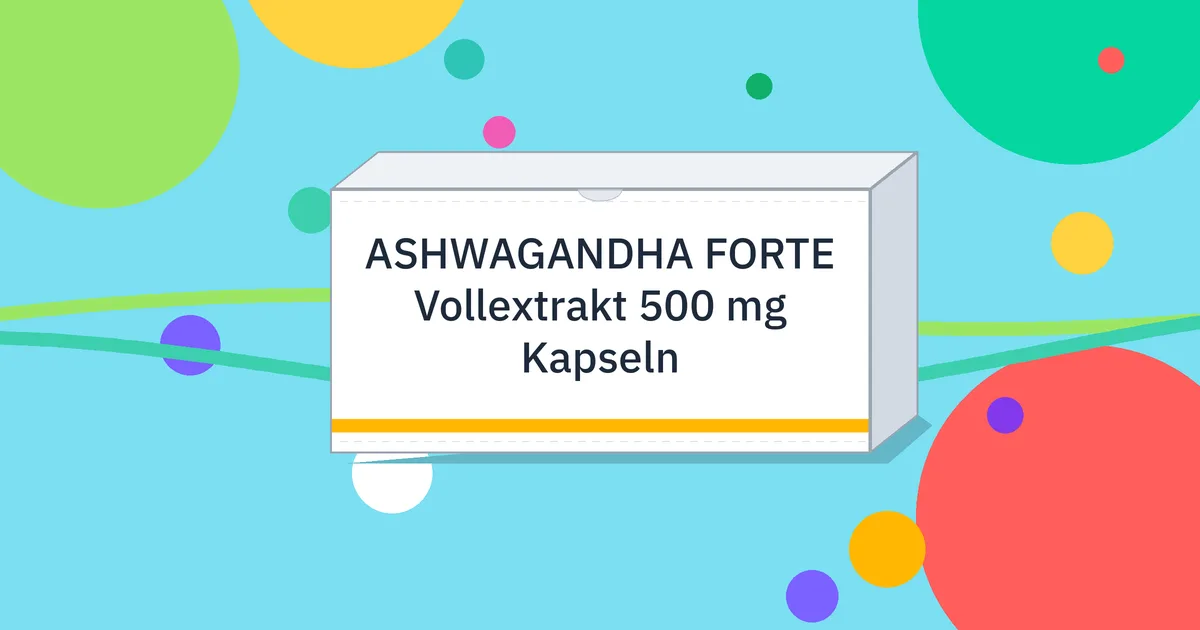 Symbolbild: Packung mit der Aufschrift ASHWAGANDHA FORTE Vollextrakt 500 mg Kapseln (PZN 16313043) – Verfügbarkeit und Bezug in Apotheken in Frankfurt am Main