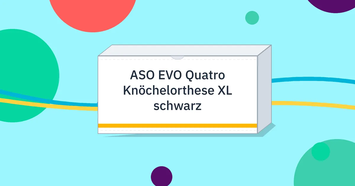 Symbolbild: Packung mit der Aufschrift ASO EVO Quatro Knöchelorthese XL schwarz (PZN 10839815) – Verfügbarkeit und Bezug in Apotheken in Frankfurt am Main