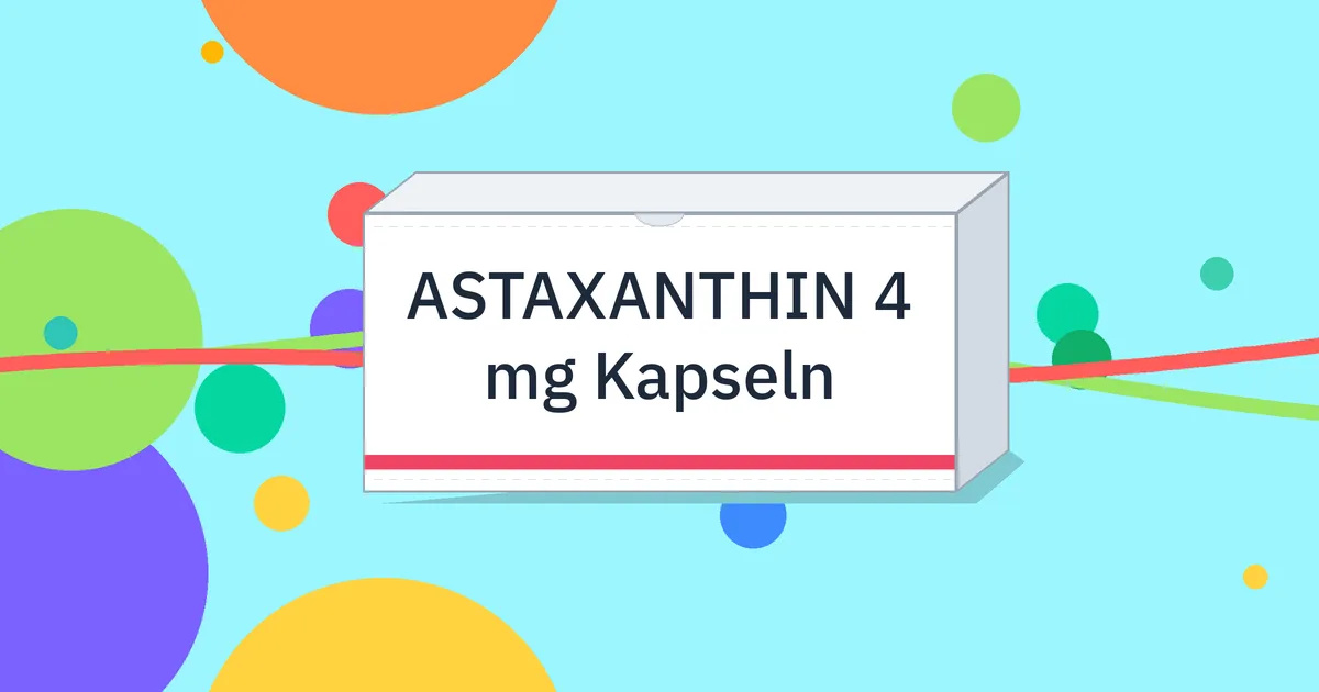 Symbolbild: Packung mit der Aufschrift ASTAXANTHIN 4 mg Kapseln (PZN 10707798) – Verfügbarkeit und Bezug in Apotheken in Frankfurt am Main
