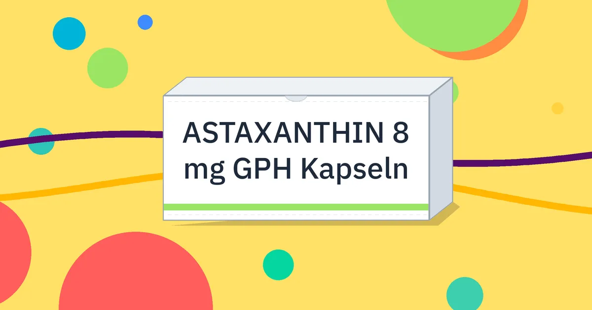 Symbolbild: Packung mit der Aufschrift ASTAXANTHIN 8 mg GPH Kapseln (PZN 16514764) – Verfügbarkeit und Bezug in Apotheken in Frankfurt am Main