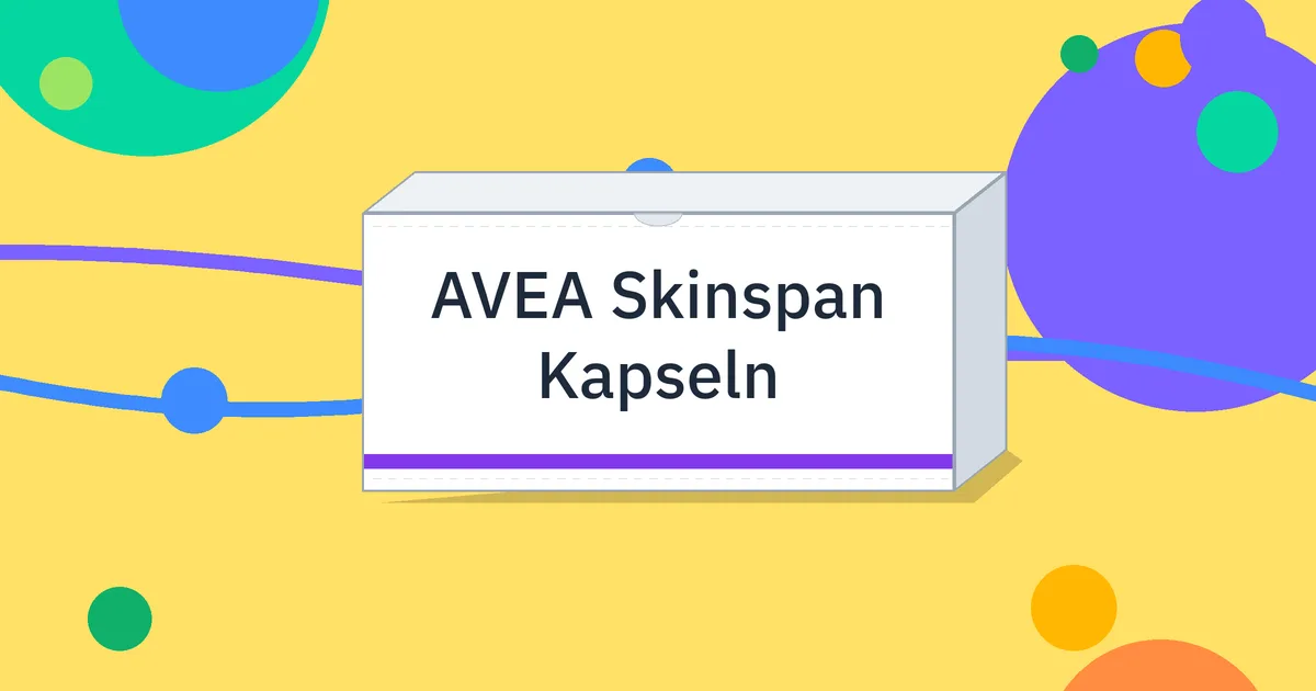 Symbolbild: Packung mit der Aufschrift AVEA Skinspan Kapseln (PZN 19815986) – Verfügbarkeit und Bezug in Apotheken in Frankfurt am Main