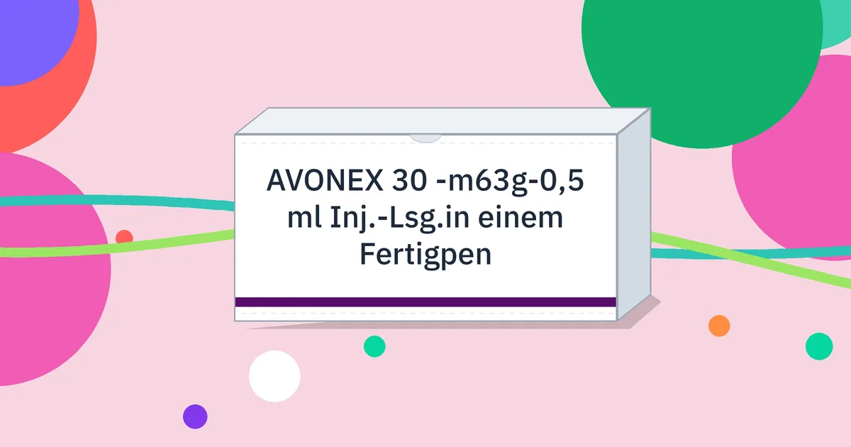 Symbolbild: Packung mit der Aufschrift AVONEX 30 -m63g-0,5 ml Inj.-Lsg.in einem Fertigpen (PZN 09884986) – Verfügbarkeit und Bezug in Apotheken in Frankfurt am Main