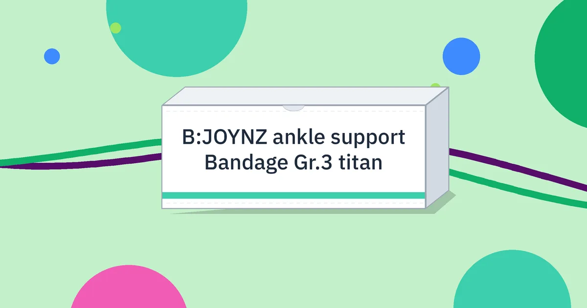 Symbolbild: Packung mit der Aufschrift B:JOYNZ ankle support Bandage Gr.3 titan (PZN 20521729) – Verfügbarkeit und Bezug in Apotheken in Frankfurt am Main
