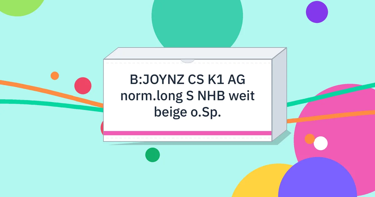 Symbolbild: Packung mit der Aufschrift B:JOYNZ CS K1 AG norm.long S NHB weit beige o.Sp. (PZN 20532816) – Verfügbarkeit und Bezug in Apotheken in Frankfurt am Main
