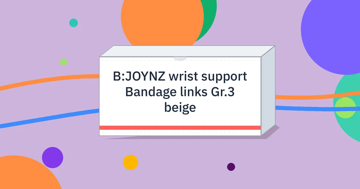 Symbolbild: Packung mit der Aufschrift B:JOYNZ wrist support Bandage links Gr.3 beige (PZN 20522580) – Verfügbarkeit und Bezug in Apotheken in Frankfurt am Main