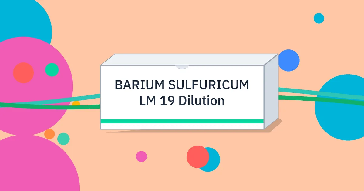 Symbolbild: Packung mit der Aufschrift BARIUM SULFURICUM LM 19 Dilution (PZN 13380375) – Verfügbarkeit und Bezug in Apotheken in Frankfurt am Main