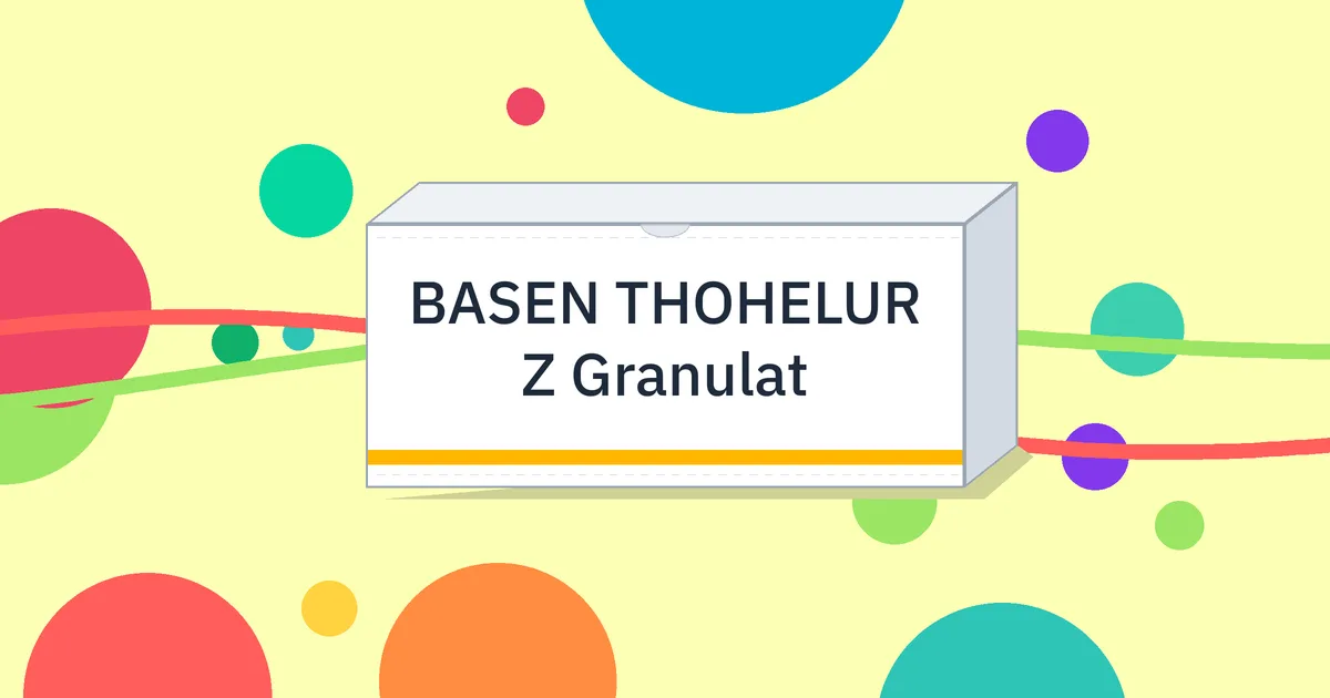 Symbolbild: Packung mit der Aufschrift BASEN THOHELUR Z Granulat (PZN 04709497) – Verfügbarkeit und Bezug in Apotheken in Frankfurt am Main