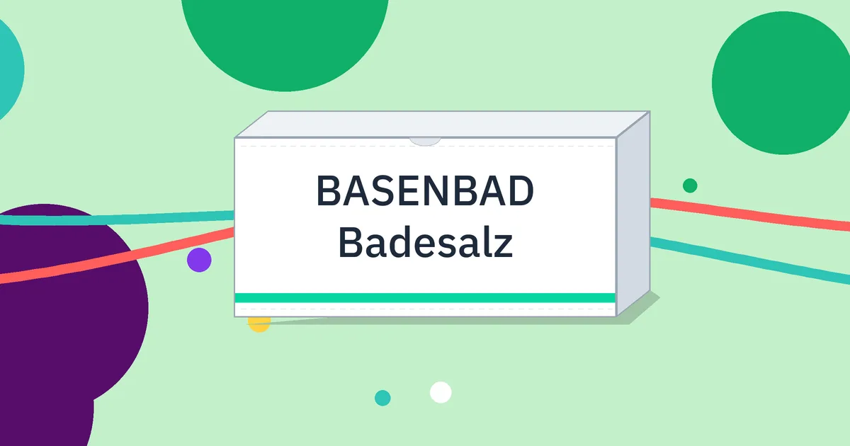 Symbolbild: Packung mit der Aufschrift BASENBAD Badesalz (PZN 19519414) – Verfügbarkeit und Bezug in Apotheken in Frankfurt am Main