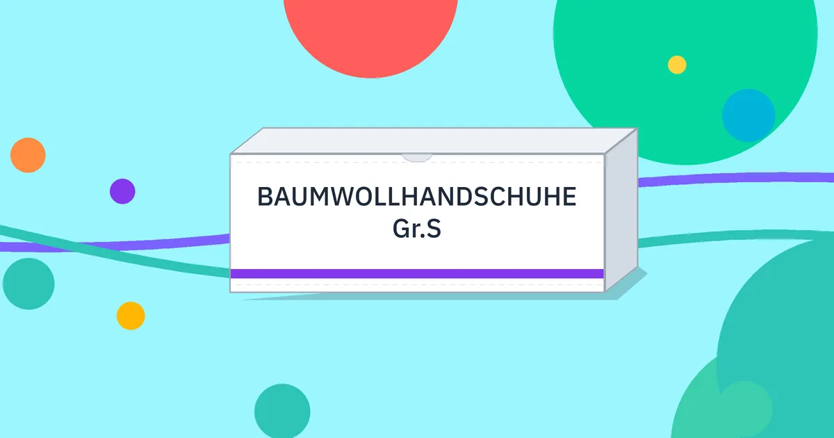 Symbolbild: Packung mit der Aufschrift BAUMWOLLHANDSCHUHE Gr.S (PZN 09511966) – Verfügbarkeit und Bezug in Apotheken in Frankfurt am Main