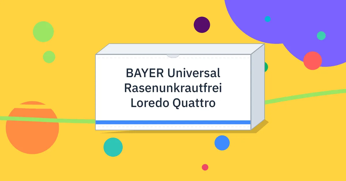 Symbolbild: Packung mit der Aufschrift BAYER Universal Rasenunkrautfrei Loredo Quattro (PZN 10784089) – Verfügbarkeit und Bezug in Apotheken in Frankfurt am Main