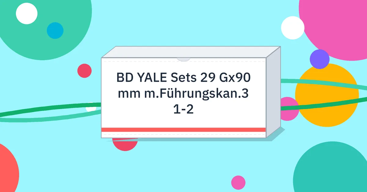Symbolbild: Packung mit der Aufschrift BD YALE Sets 29 Gx90 mm m.Führungskan.3 1-2 (PZN 07546104) – Verfügbarkeit und Bezug in Apotheken in Frankfurt am Main