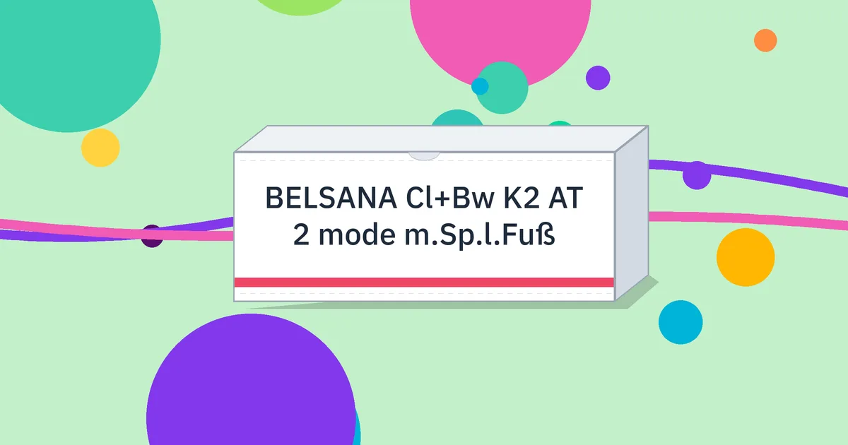 Symbolbild: Packung mit der Aufschrift BELSANA Cl+Bw K2 AT 2 mode m.Sp.l.Fuß (PZN 12249354) – Verfügbarkeit und Bezug in Apotheken in Frankfurt am Main