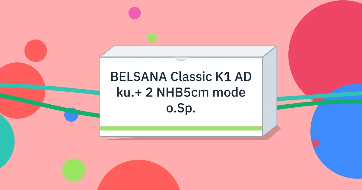 Symbolbild: Packung mit der Aufschrift BELSANA Classic K1 AD ku.+ 2 NHB5cm mode o.Sp. (PZN 19255062) – Verfügbarkeit und Bezug in Apotheken in Frankfurt am Main