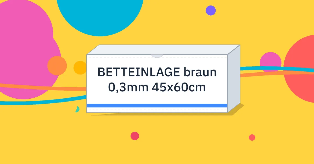 Symbolbild: Packung mit der Aufschrift BETTEINLAGE braun 0,3mm 45x60cm (PZN 01724846) – Verfügbarkeit und Bezug in Apotheken in Frankfurt am Main