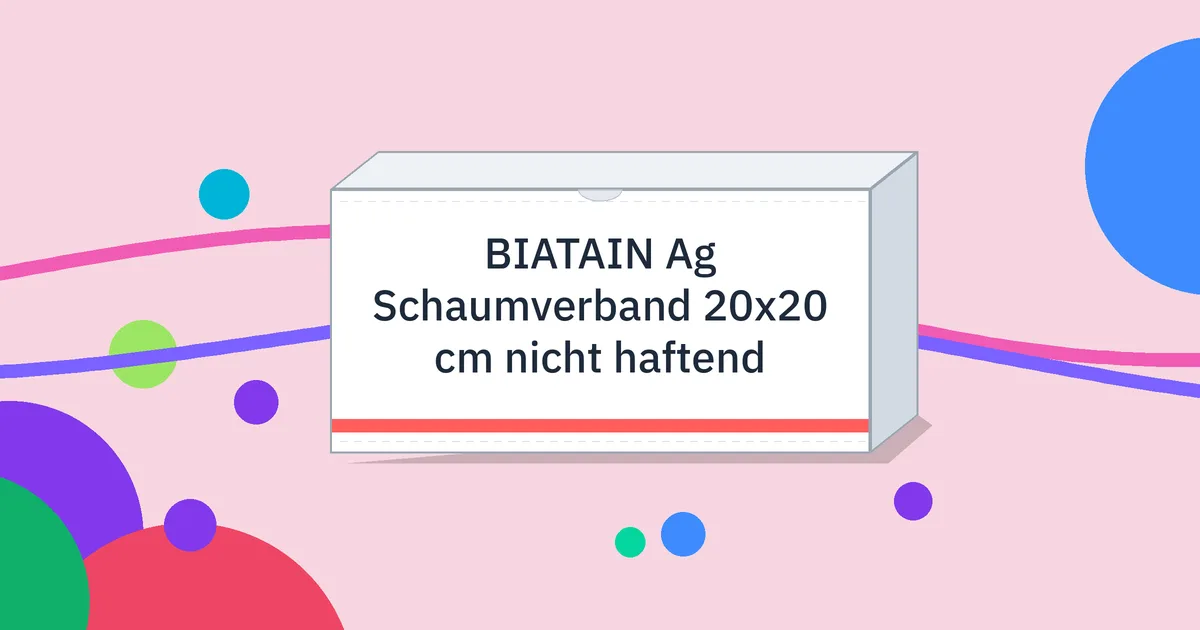 Symbolbild: Packung mit der Aufschrift BIATAIN Ag Schaumverband 20x20 cm nicht haftend (PZN 12653569) – Verfügbarkeit und Bezug in Apotheken in Frankfurt am Main