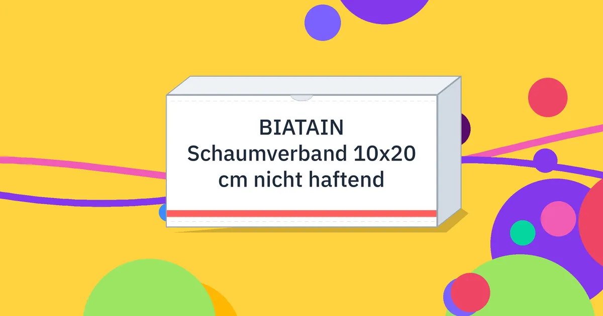 Symbolbild: Packung mit der Aufschrift BIATAIN Schaumverband 10x20 cm nicht haftend (PZN 14331634) – Verfügbarkeit und Bezug in Apotheken in Frankfurt am Main
