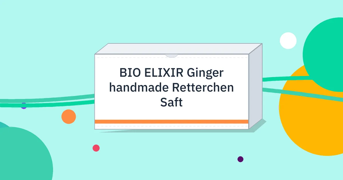 Symbolbild: Packung mit der Aufschrift BIO ELIXIR Ginger handmade Retterchen Saft (PZN 16735459) – Verfügbarkeit und Bezug in Apotheken in Frankfurt am Main