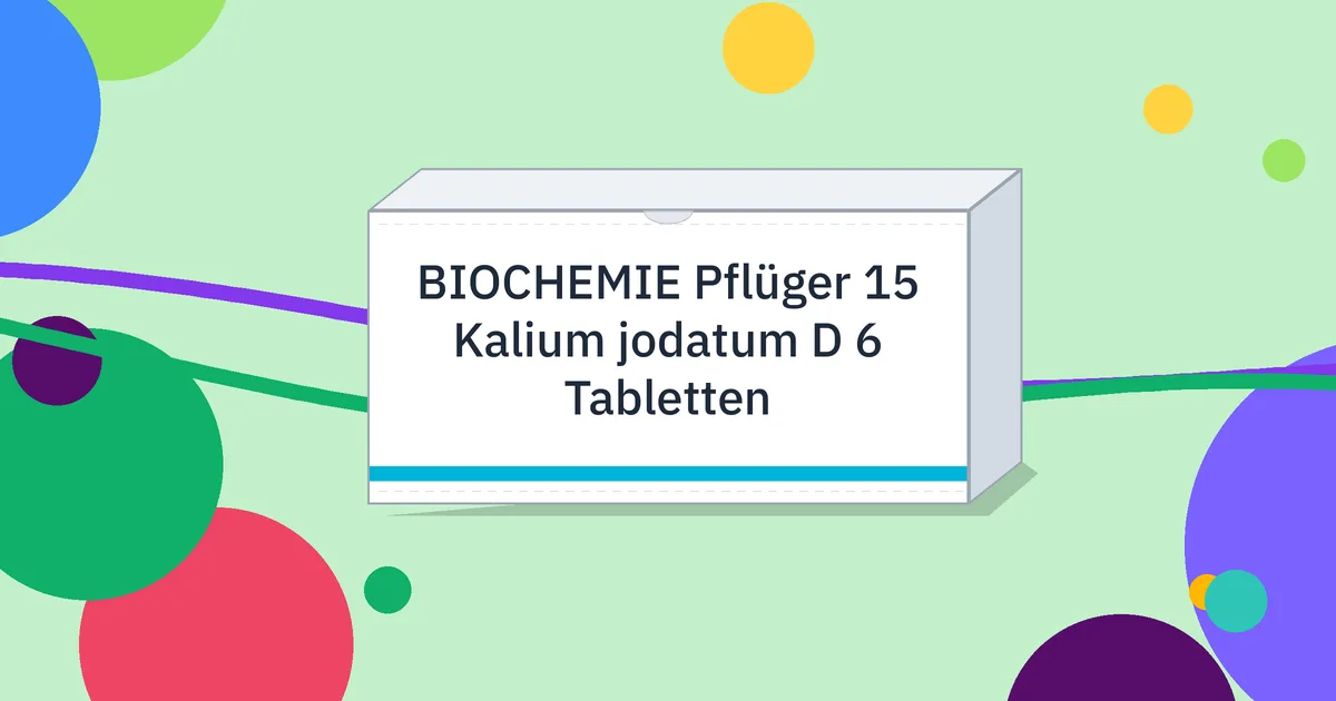 Symbolbild: Packung mit der Aufschrift BIOCHEMIE Pflüger 15 Kalium jodatum D 6 Tabletten (PZN 06321490) – Verfügbarkeit und Bezug in Apotheken in Frankfurt am Main