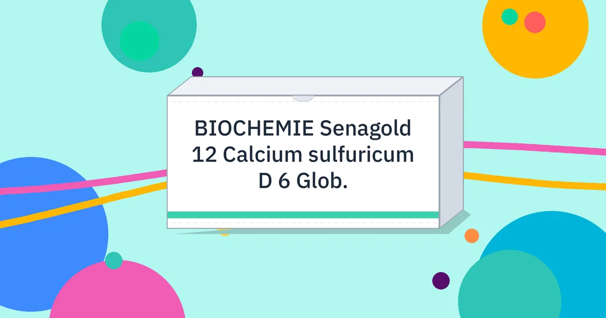 Symbolbild: Packung mit der Aufschrift BIOCHEMIE Senagold 12 Calcium sulfuricum D 6 Glob. (PZN 06827769) – Verfügbarkeit und Bezug in Apotheken in Frankfurt am Main