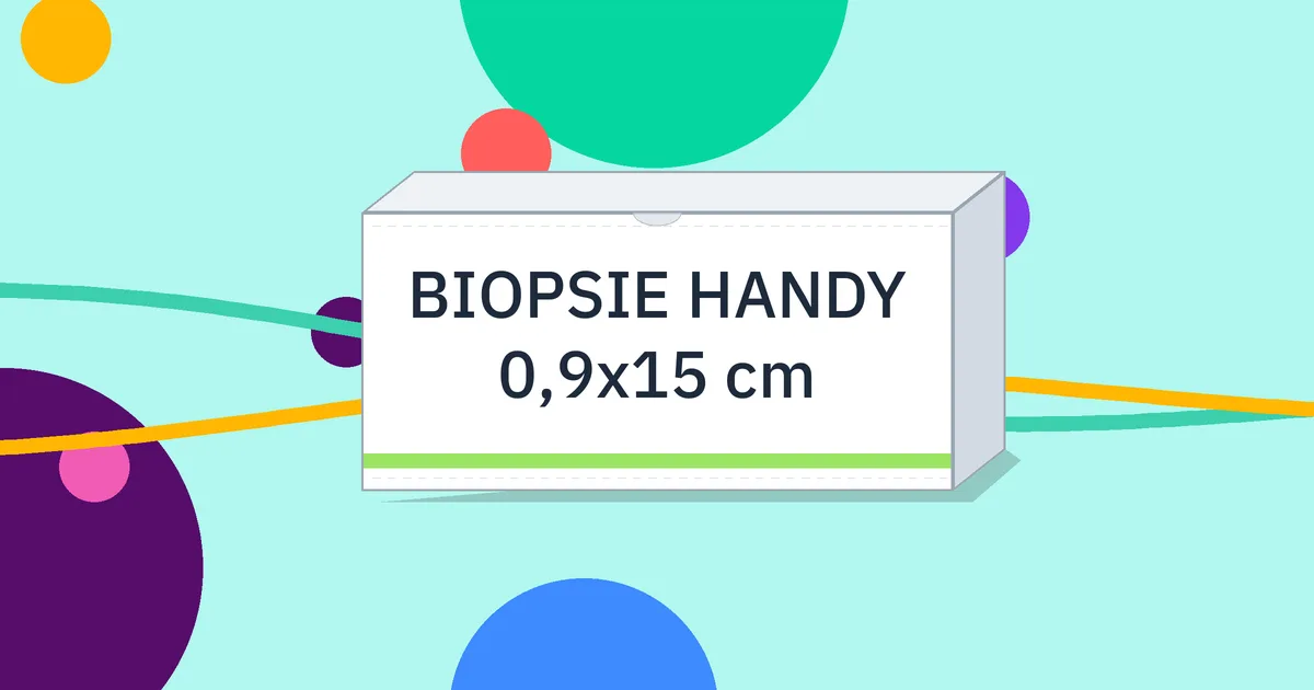 Symbolbild: Packung mit der Aufschrift BIOPSIE HANDY 0,9x15 cm (PZN 20085398) – Verfügbarkeit und Bezug in Apotheken in Frankfurt am Main
