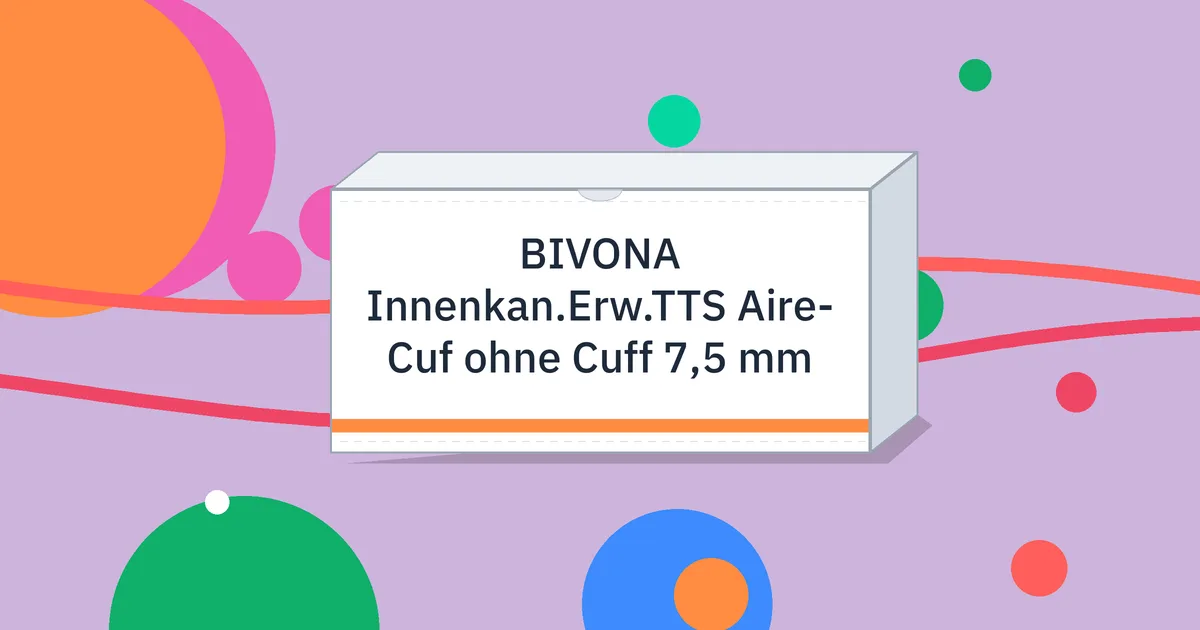 Symbolbild: Packung mit der Aufschrift BIVONA Innenkan.Erw.TTS Aire-Cuf ohne Cuff 7,5 mm (PZN 01301554) – Verfügbarkeit und Bezug in Apotheken in Frankfurt am Main