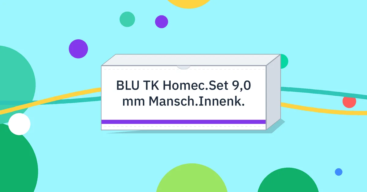 Symbolbild: Packung mit der Aufschrift BLU TK Homec.Set 9,0 mm Mansch.Innenk. (PZN 02150643) – Verfügbarkeit und Bezug in Apotheken in Frankfurt am Main
