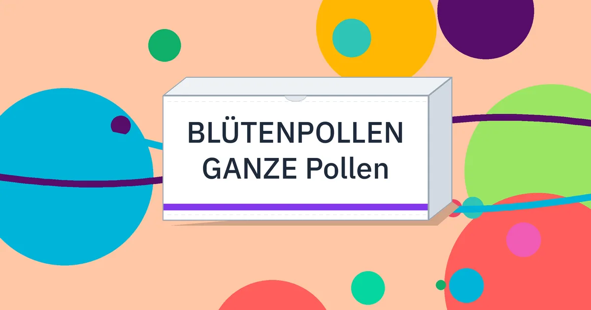 Symbolbild: Packung mit der Aufschrift BLÜTENPOLLEN GANZE Pollen (PZN 06647889) – Verfügbarkeit und Bezug in Apotheken in Frankfurt am Main