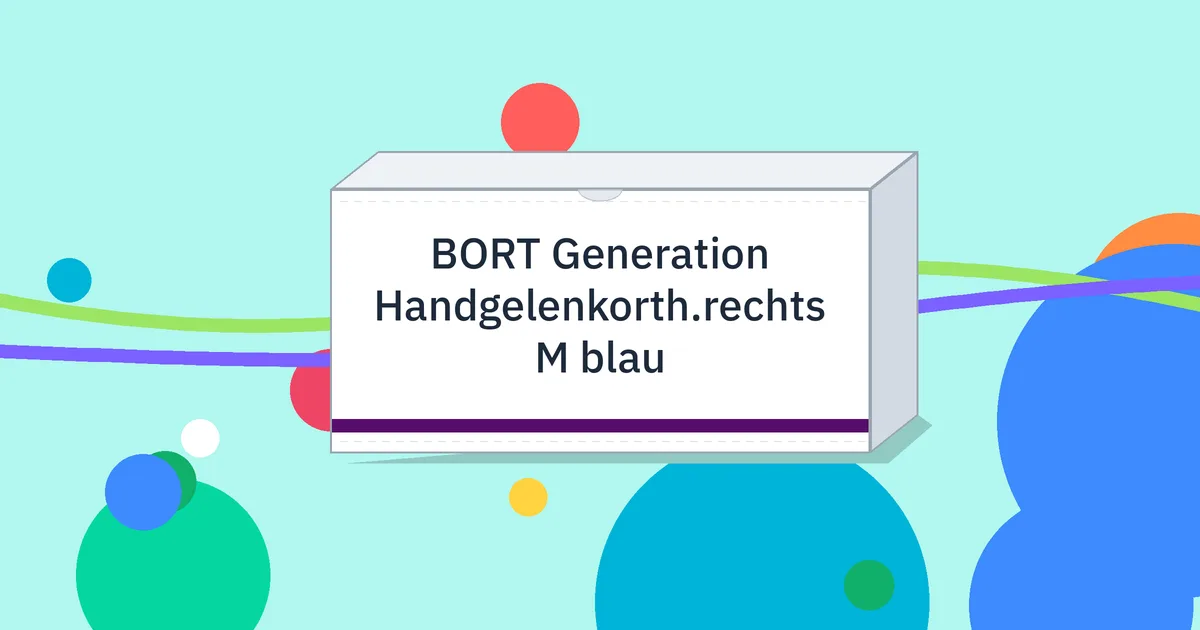 Symbolbild: Packung mit der Aufschrift BORT Generation Handgelenkorth.rechts M blau (PZN 11581661) – Verfügbarkeit und Bezug in Apotheken in Frankfurt am Main