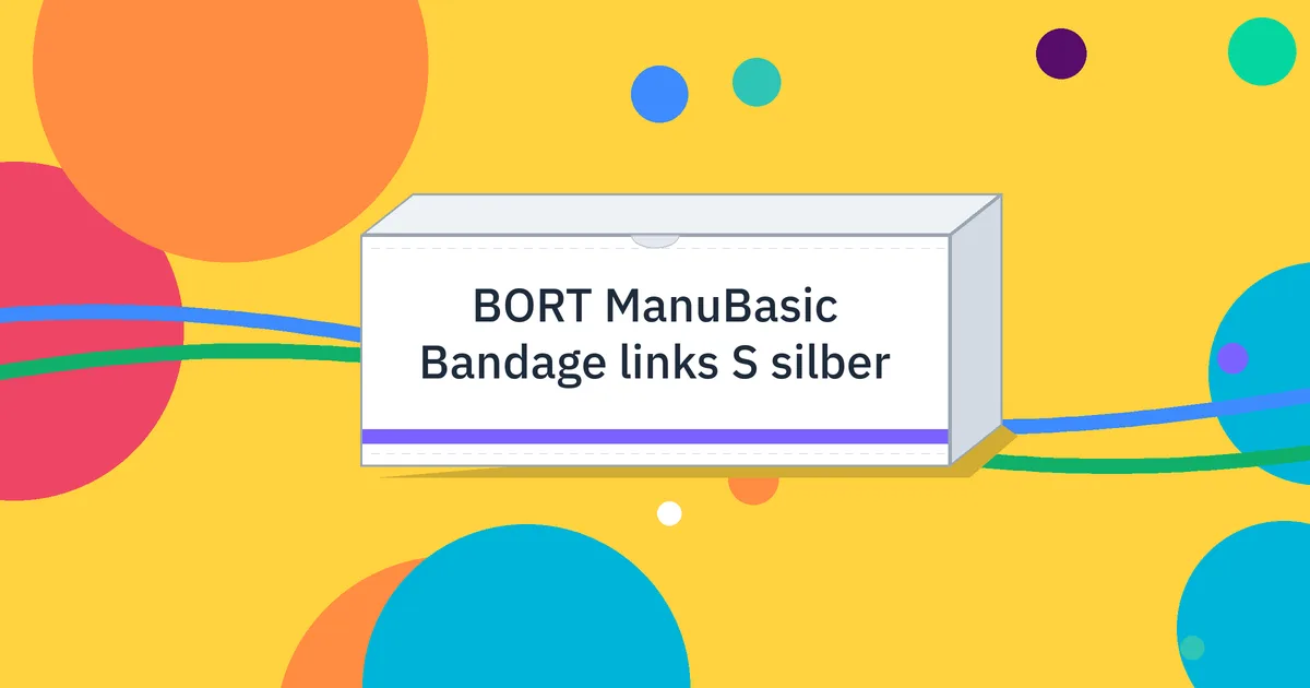 Symbolbild: Packung mit der Aufschrift BORT ManuBasic Bandage links S silber (PZN 07670117) – Verfügbarkeit und Bezug in Apotheken in Frankfurt am Main