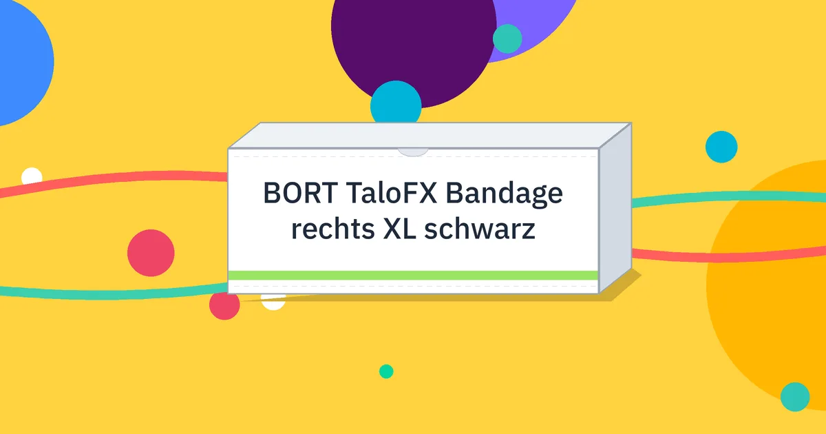 Symbolbild: Packung mit der Aufschrift BORT TaloFX Bandage rechts XL schwarz (PZN 06084529) – Verfügbarkeit und Bezug in Apotheken in Frankfurt am Main