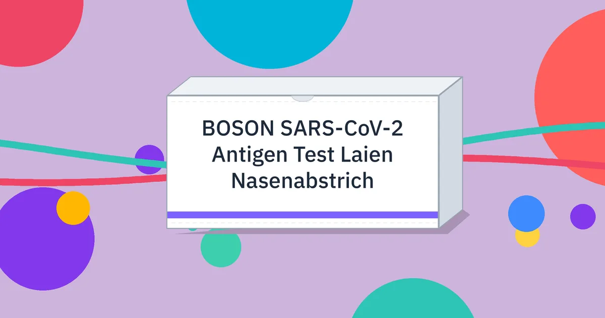Symbolbild: Packung mit der Aufschrift BOSON SARS-CoV-2 Antigen Test Laien Nasenabstrich (PZN 17263465) – Verfügbarkeit und Bezug in Apotheken in Frankfurt am Main