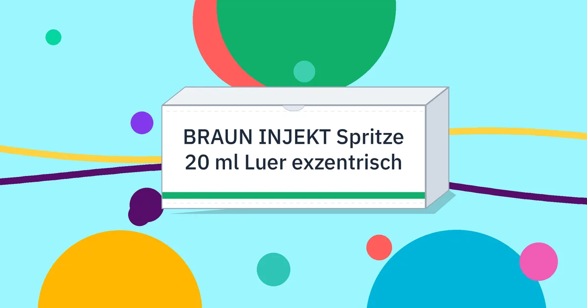 Symbolbild: Packung mit der Aufschrift BRAUN INJEKT Spritze 20 ml Luer exzentrisch (PZN 08482323) – Verfügbarkeit und Bezug in Apotheken in Frankfurt am Main
