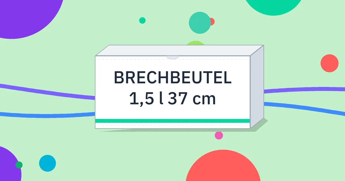 Symbolbild: Packung mit der Aufschrift BRECHBEUTEL 1,5 l 37 cm (PZN 18197061) – Verfügbarkeit und Bezug in Apotheken in Frankfurt am Main