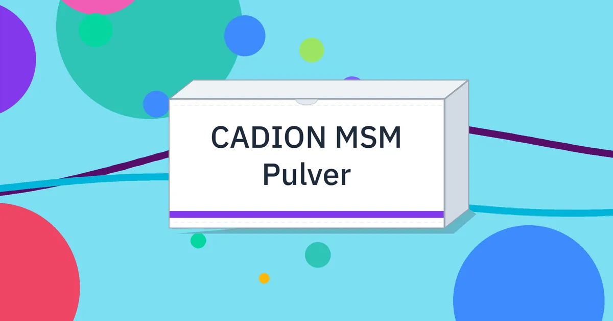 Symbolbild: Packung mit der Aufschrift CADION MSM Pulver (PZN 15577432) – Verfügbarkeit und Bezug in Apotheken in Frankfurt am Main