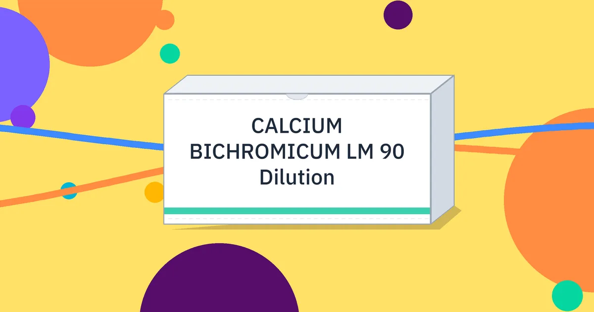 Symbolbild: Packung mit der Aufschrift CALCIUM BICHROMICUM LM 90 Dilution (PZN 13407677) – Verfügbarkeit und Bezug in Apotheken in Frankfurt am Main