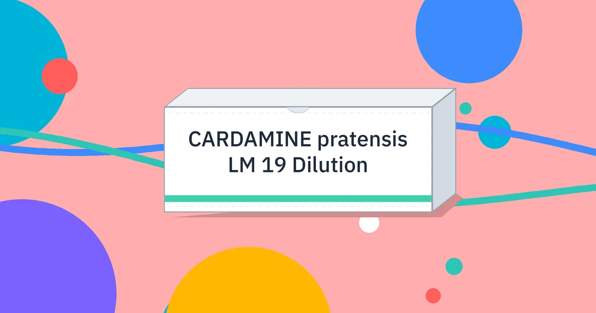 Symbolbild: Packung mit der Aufschrift CARDAMINE pratensis LM 19 Dilution (PZN 13429213) – Verfügbarkeit und Bezug in Apotheken in Frankfurt am Main