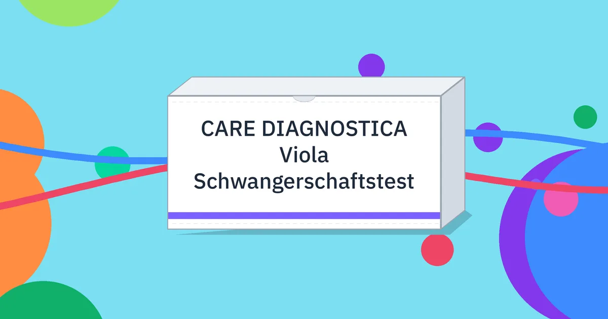 Symbolbild: Packung mit der Aufschrift CARE DIAGNOSTICA Viola Schwangerschaftstest (PZN 02577264) – Verfügbarkeit und Bezug in Apotheken in Frankfurt am Main