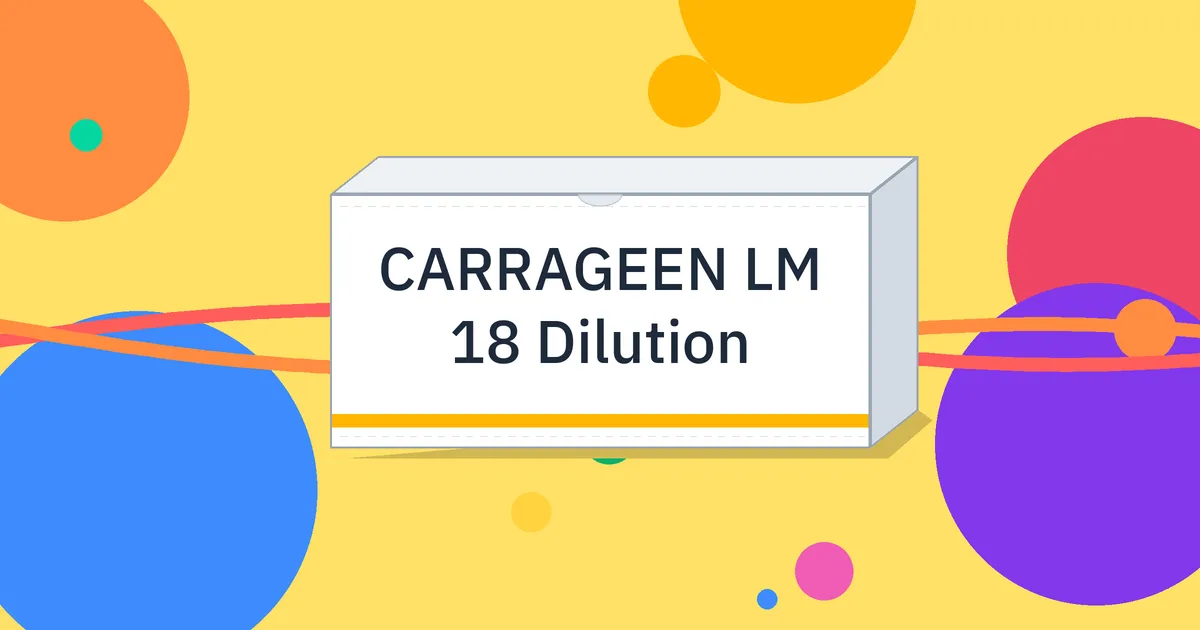 Symbolbild: Packung mit der Aufschrift CARRAGEEN LM 18 Dilution (PZN 13431084) – Verfügbarkeit und Bezug in Apotheken in Frankfurt am Main