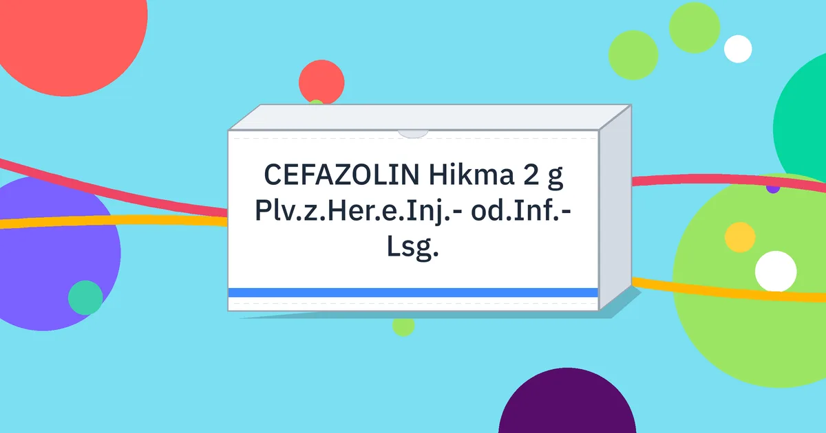 Symbolbild: Packung mit der Aufschrift CEFAZOLIN Hikma 2 g Plv.z.Her.e.Inj.- od.Inf.-Lsg. (PZN 03647624) – Verfügbarkeit und Bezug in Apotheken in Frankfurt am Main