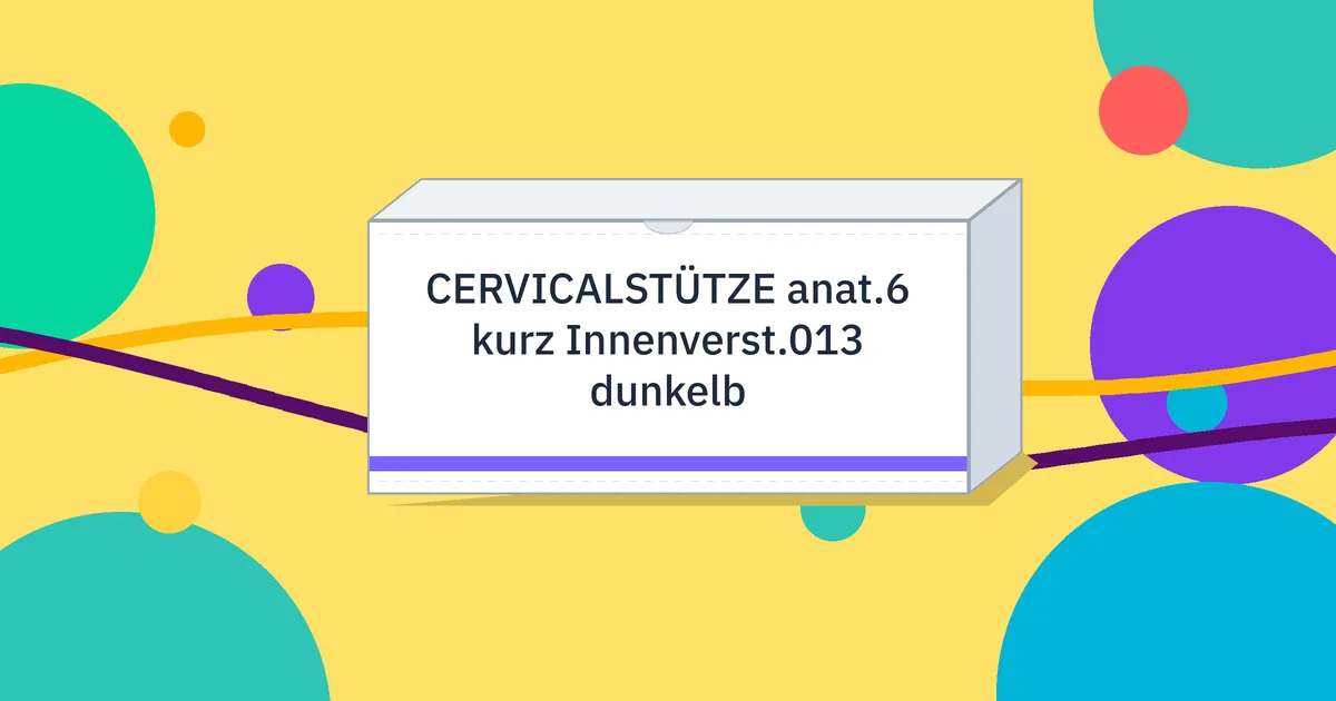 Symbolbild: Packung mit der Aufschrift CERVICALSTÜTZE anat.6 kurz Innenverst.013 dunkelb (PZN 08896846) – Verfügbarkeit und Bezug in Apotheken in Frankfurt am Main