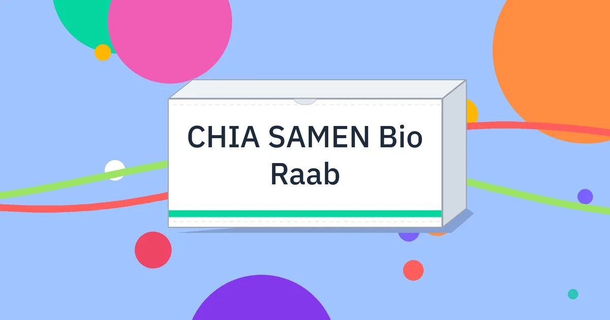 Symbolbild: Packung mit der Aufschrift CHIA SAMEN Bio Raab (PZN 10023108) – Verfügbarkeit und Bezug in Apotheken in Frankfurt am Main