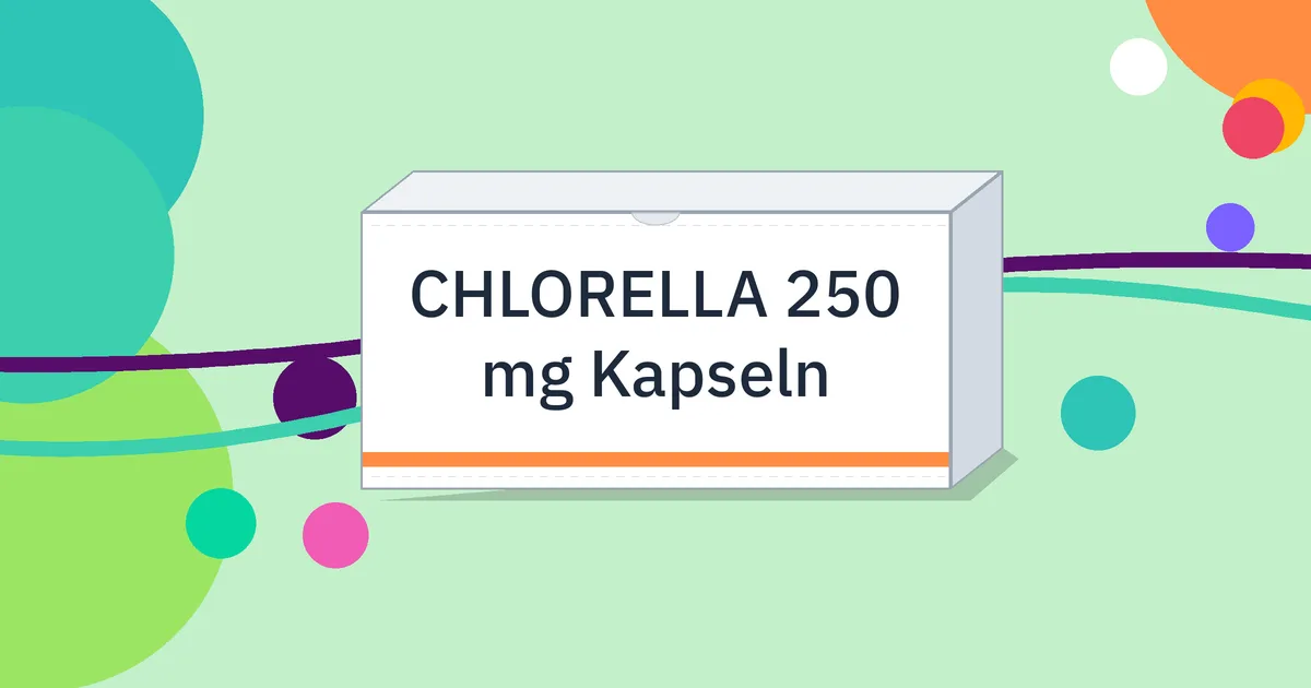 Symbolbild: Packung mit der Aufschrift CHLORELLA 250 mg Kapseln (PZN 18215356) – Verfügbarkeit und Bezug in Apotheken in Frankfurt am Main