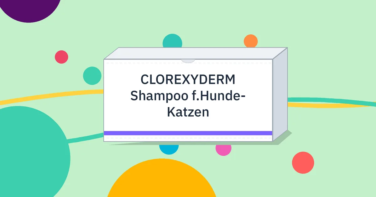 Symbolbild: Packung mit der Aufschrift CLOREXYDERM Shampoo f.Hunde-Katzen (PZN 18022485) – Verfügbarkeit und Bezug in Apotheken in Frankfurt am Main