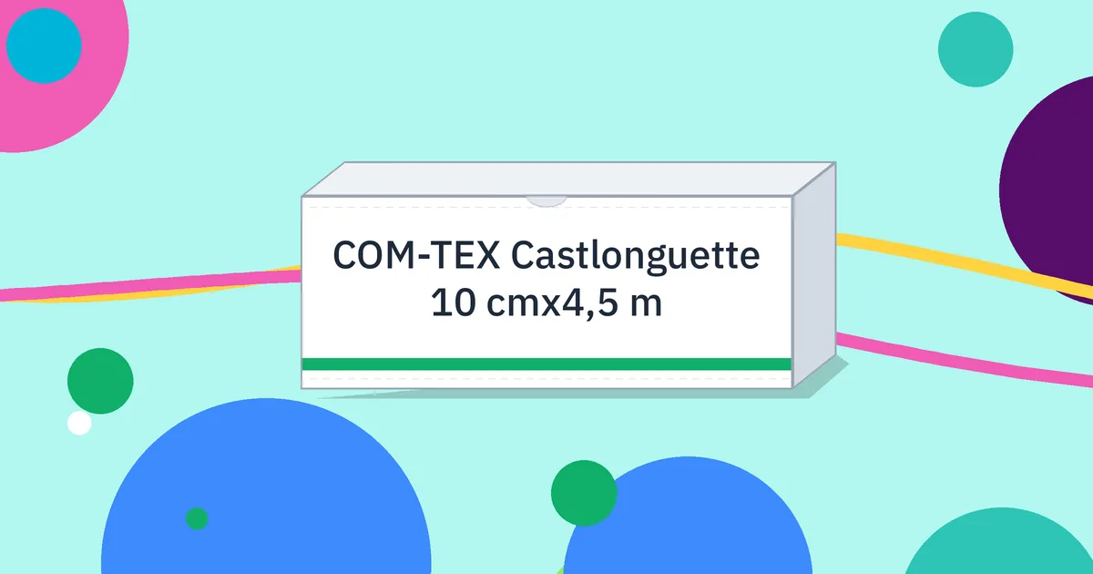 Symbolbild: Packung mit der Aufschrift COM-TEX Castlonguette 10 cmx4,5 m (PZN 19113600) – Verfügbarkeit und Bezug in Apotheken in Frankfurt am Main
