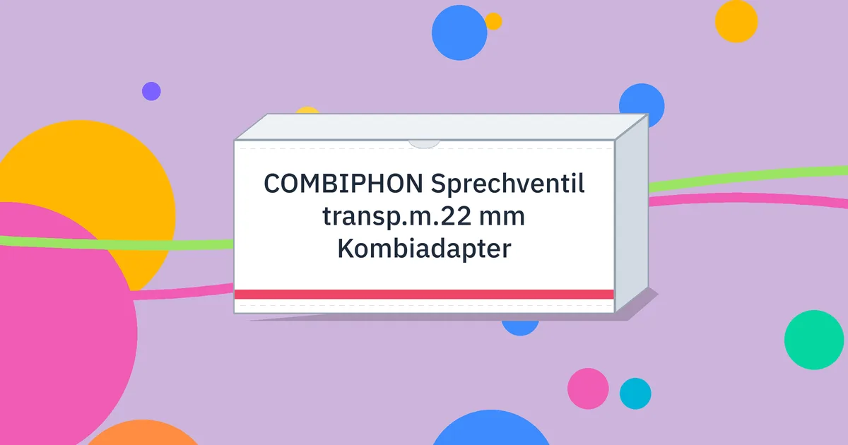 Symbolbild: Packung mit der Aufschrift COMBIPHON Sprechventil transp.m.22 mm Kombiadapter (PZN 01220301) – Verfügbarkeit und Bezug in Apotheken in Frankfurt am Main